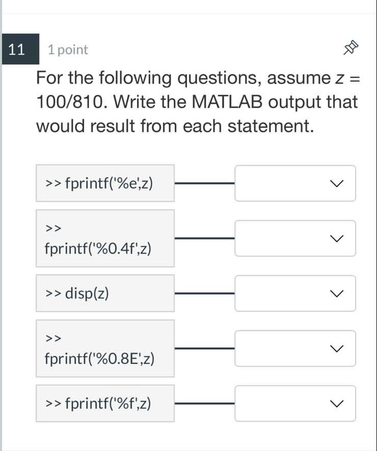 Solved 县 4 1 Point Write A Matlab Statement That Results In 1013