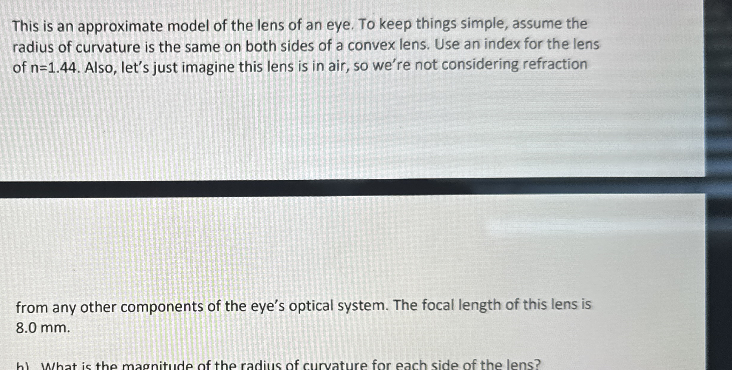 Solved This is an approximate model of the lens of an eye. | Chegg.com