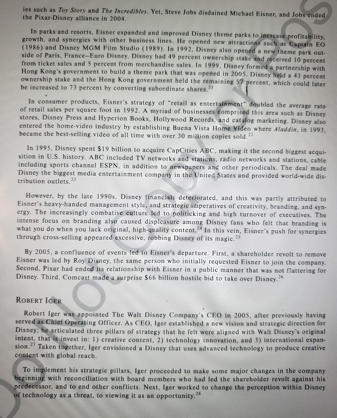 Solved Read the Walt Disney Company 2020 case and analyze | Chegg.com