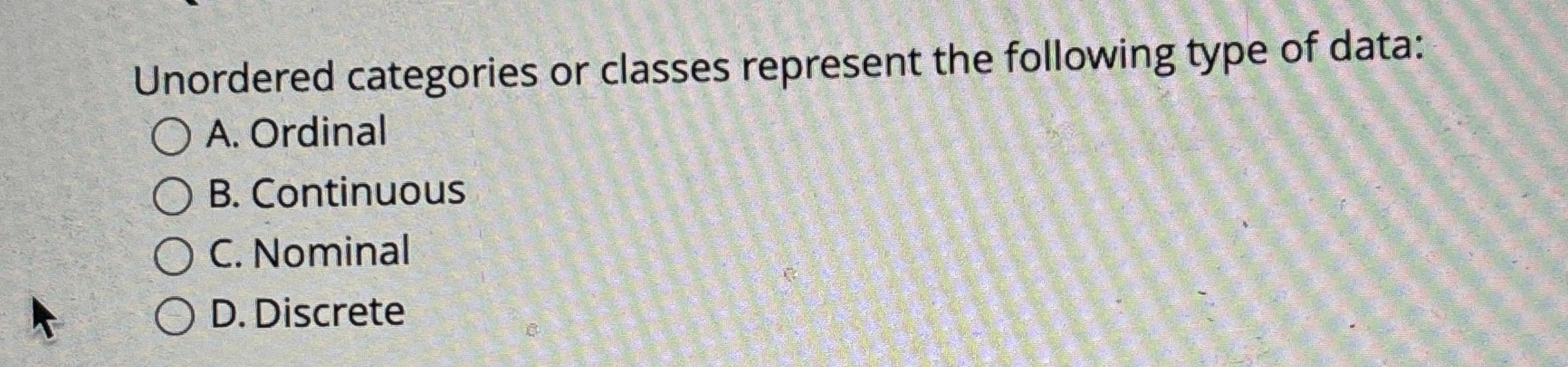 Solved Unordered categories or classes represent the | Chegg.com