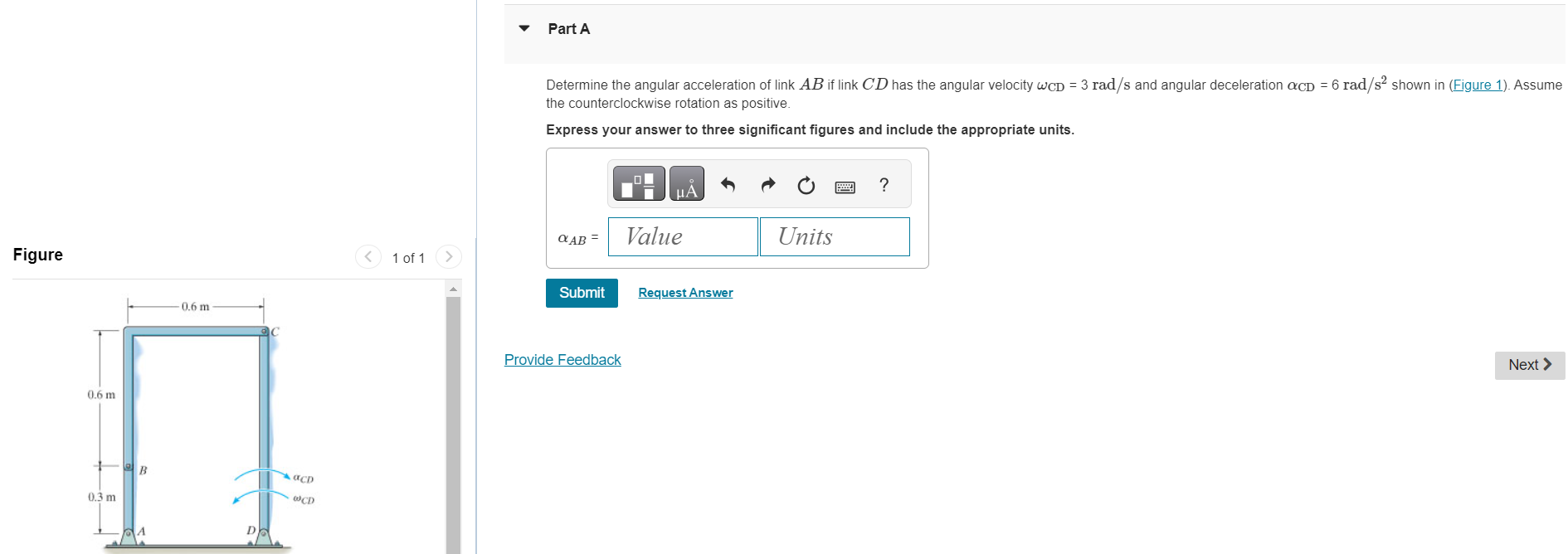 Solved Part Adetermine The Angular Acceleration Of ﻿link