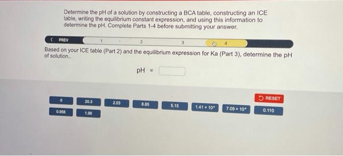 Solved Determine the pH of a solution by constructing a BCA | Chegg.com