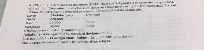 Solved 6. (20 points) A two-layered pavement (HMA, Base and | Chegg.com