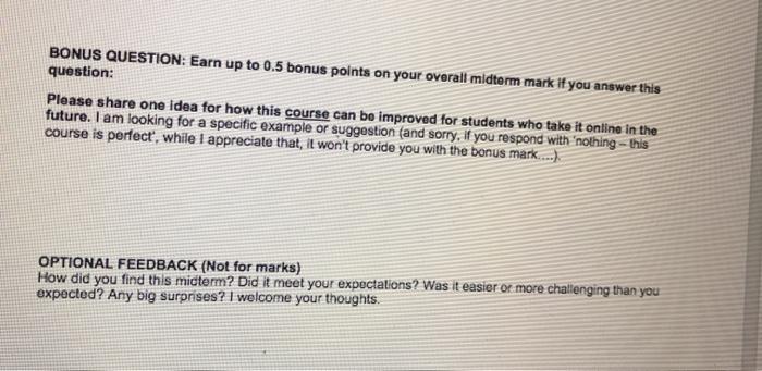 BONUS QUESTION: Earn up to 0.5 bonus points on your | Chegg.com