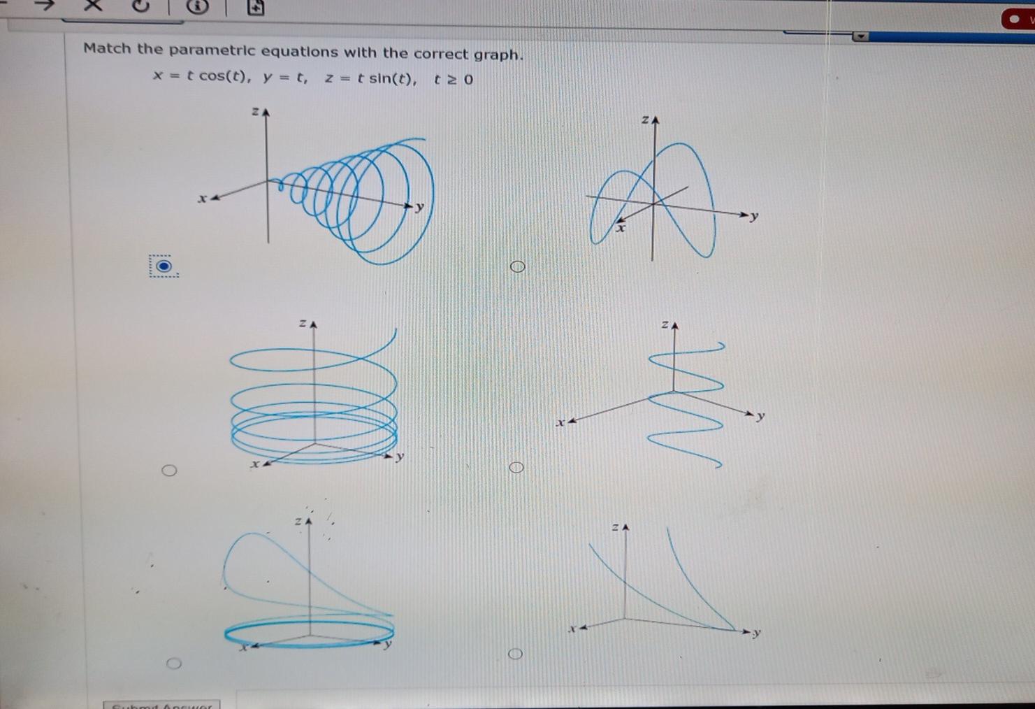 Solved Match the parametric equations with the correct | Chegg.com