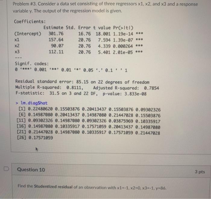 Solved find the studentized residual of an observation with | Chegg.com
