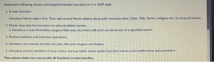 Solved Implement following classes and required member | Chegg.com