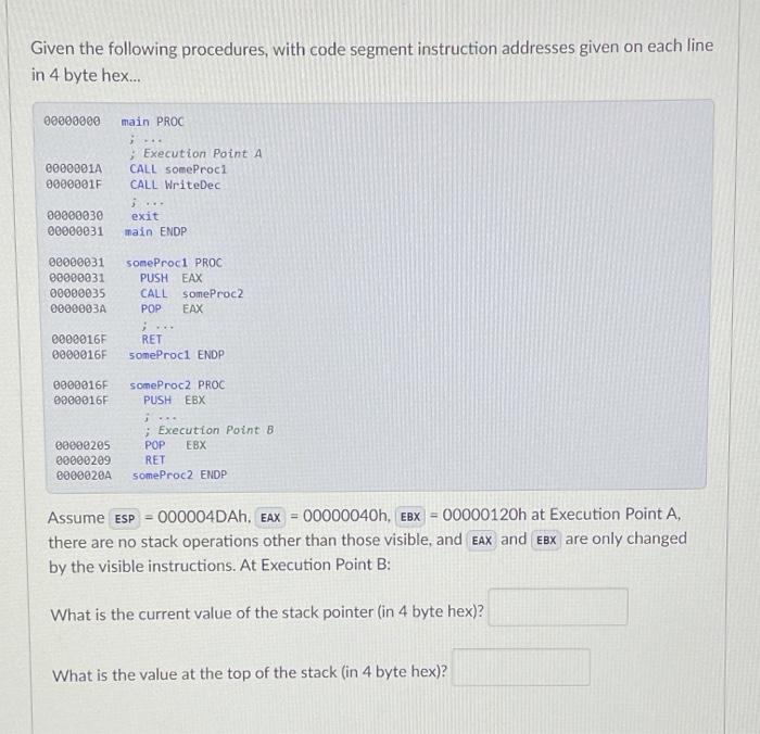 Solved Given the following procedures, with code segment | Chegg.com
