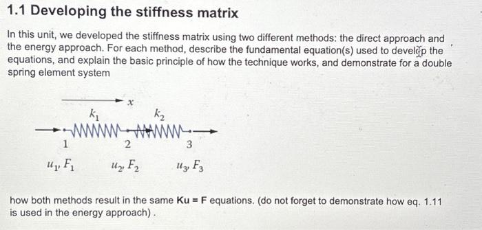 Solved 1.1 Developing the stiffness matrix In this unit, we | Chegg.com