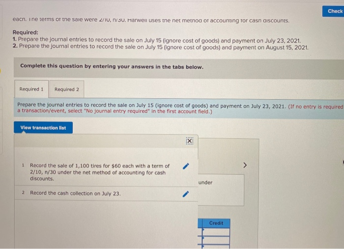 Solved Exercise 7-7 (Algo) Cash discounts; the net method | Chegg.com