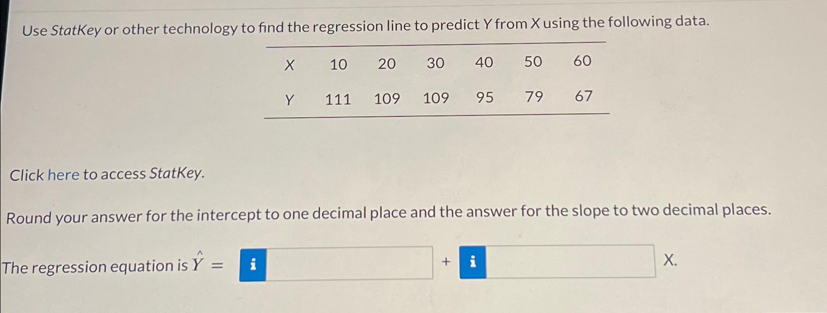 Solved Use StatKey or other technology to find the | Chegg.com