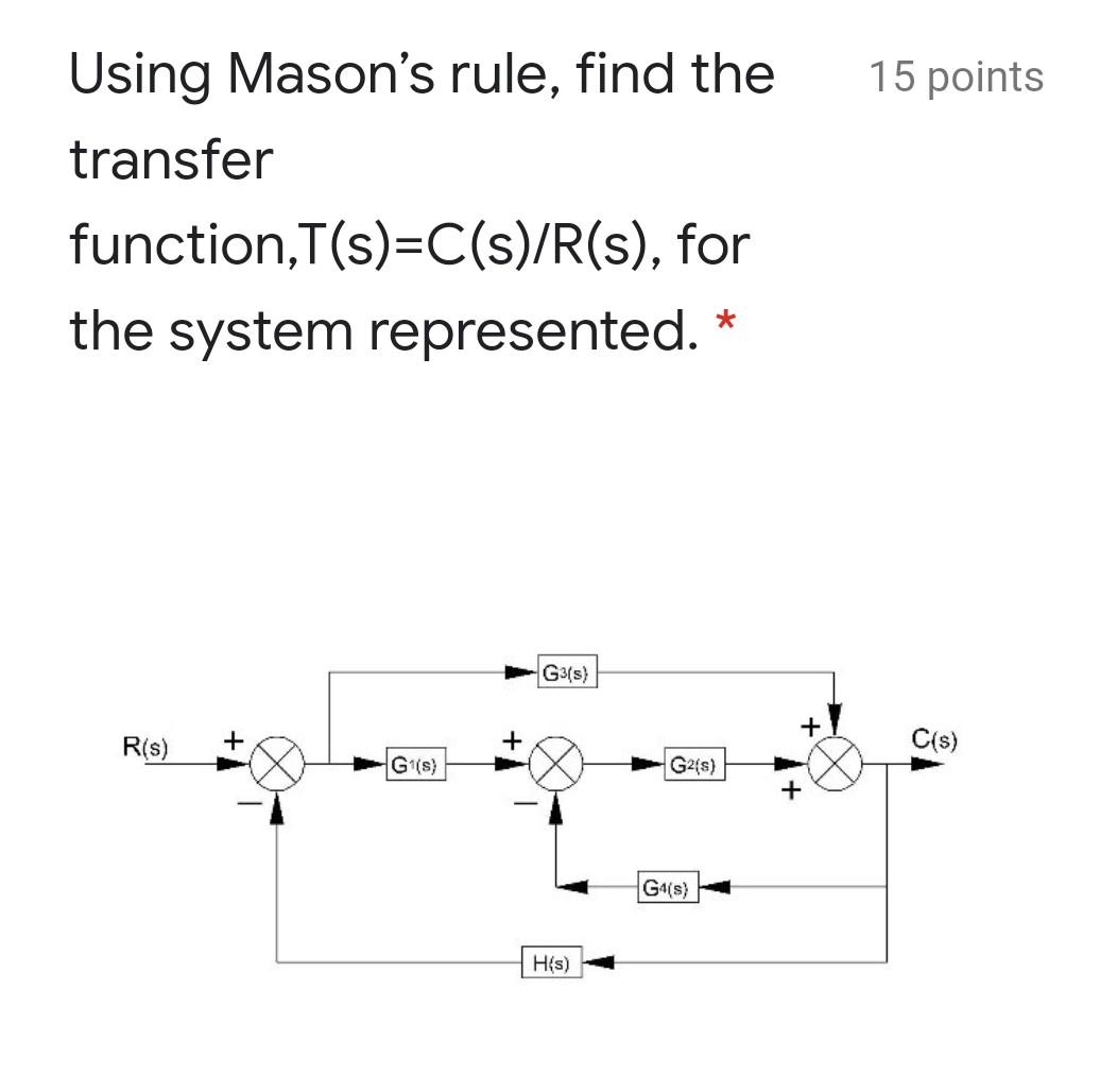 Solved 15 points Using Mason's rule, find the transfer | Chegg.com
