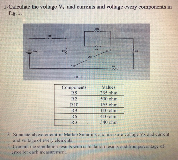 Solved 1-Calculate the voltage Vx and currents and voltage | Chegg.com