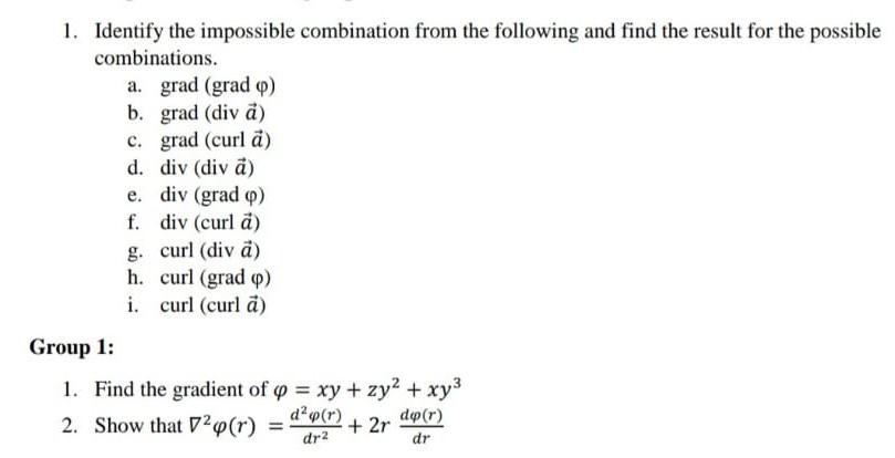 Solved 1. Identify the impossible combination from the | Chegg.com