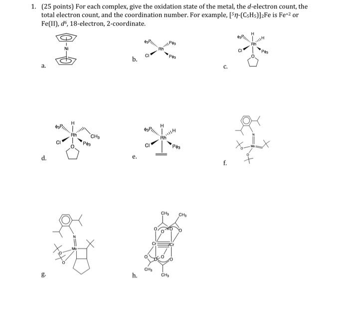 Solved (25 points) For each complex, give the oxidation | Chegg.com
