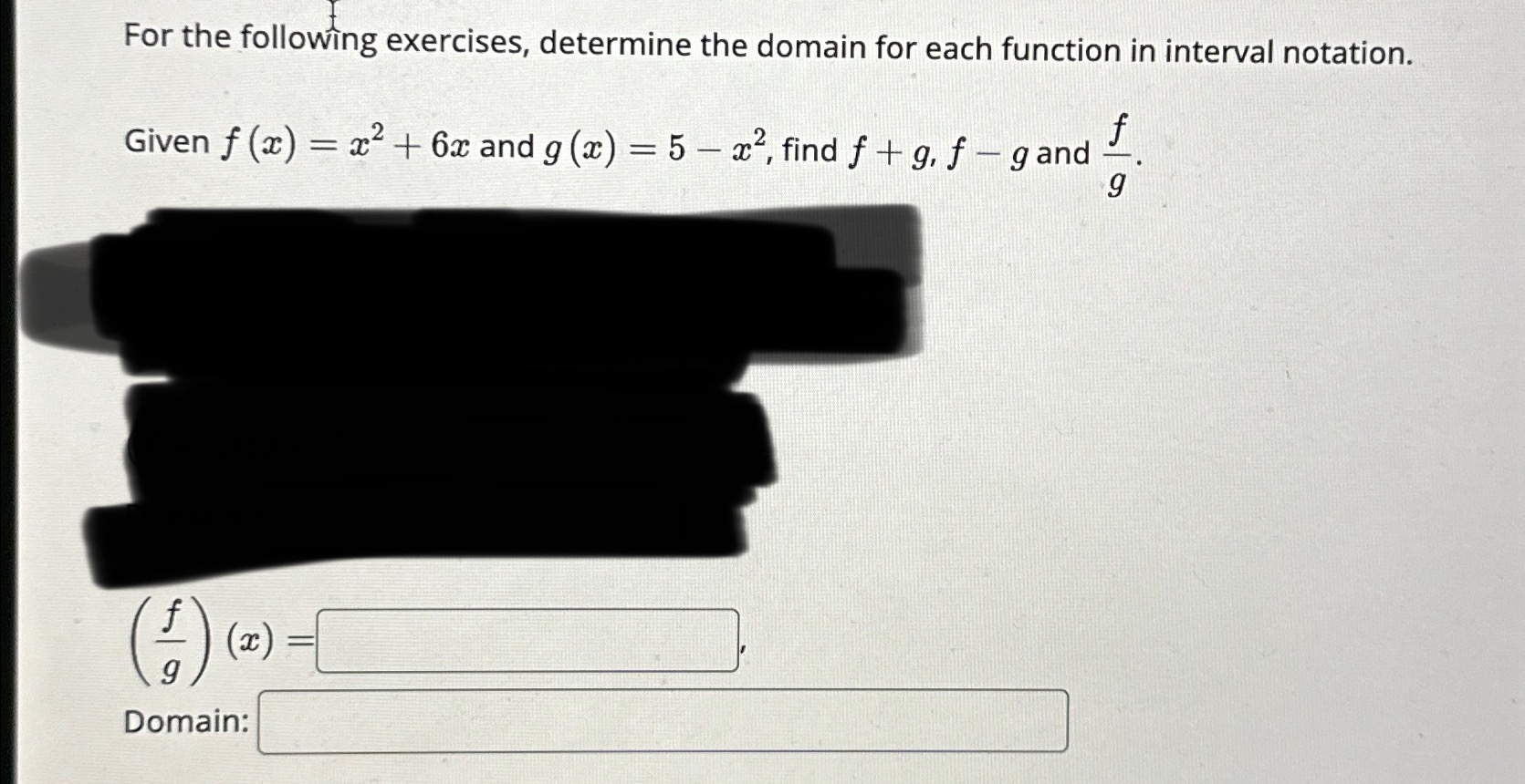 Solved For the following exercises, determine the domain for | Chegg.com