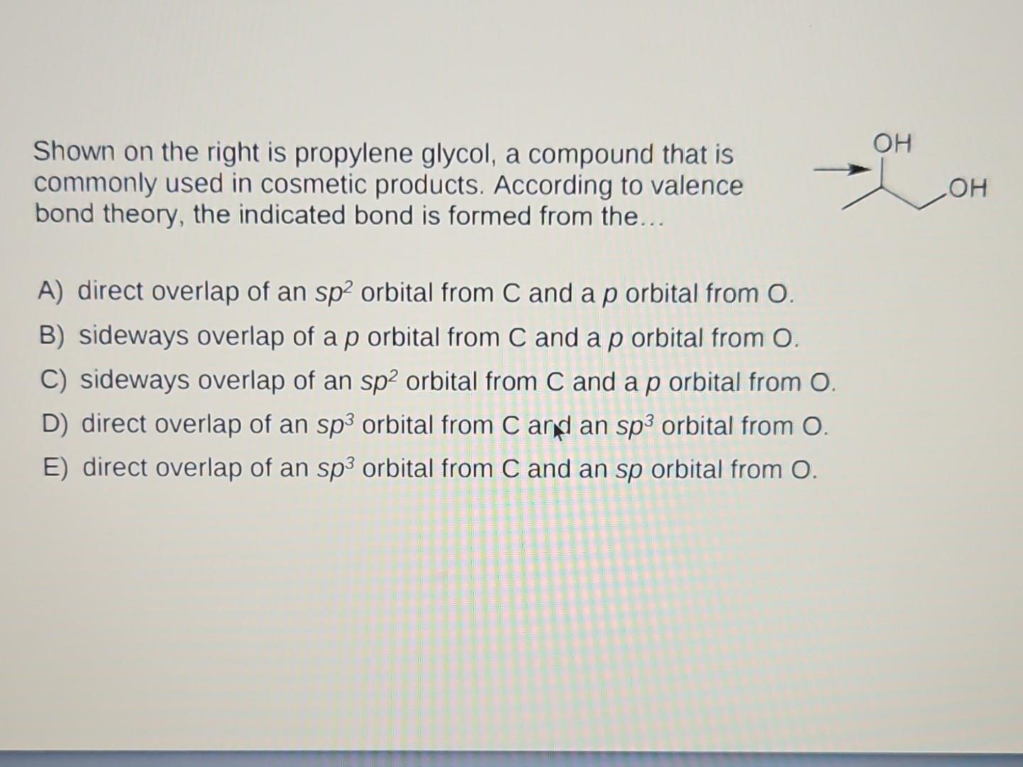 Solved Shown on the right is propylene glycol, a compound | Chegg.com