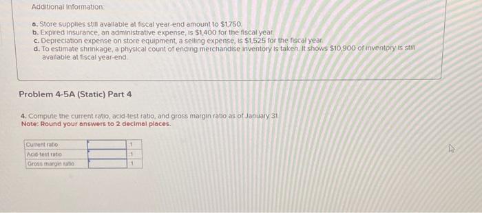 Required Information Problem 4-5A (Static) | Chegg.com