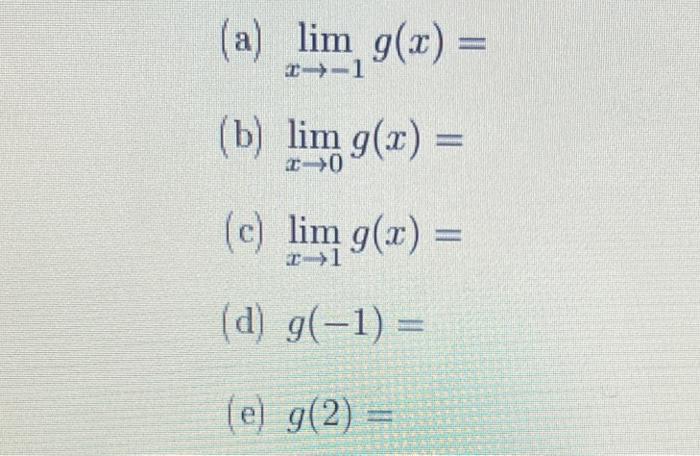 Solved (a) lim g(x) = 1-1 (b) lim g(x) = [>0 (c) lim g(x) = | Chegg.com
