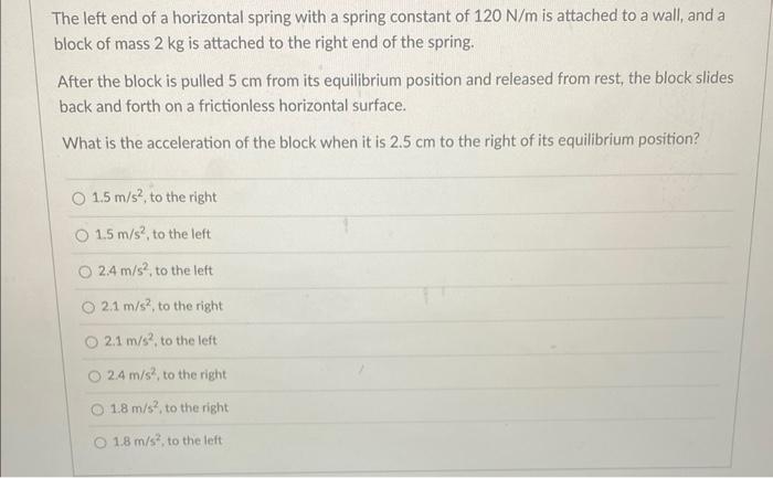 Solved The left end of a horizontal spring with a spring | Chegg.com