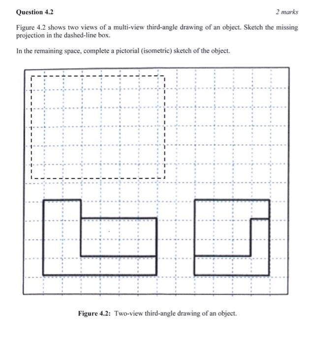 Solved Question 4.2 2 marks Figure 4.2 shows two views of a | Chegg.com