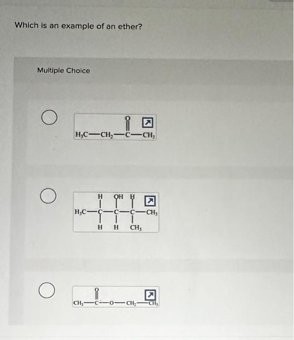 Solved Which is an example of an ether? Multiple | Chegg.com