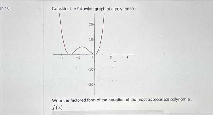 Solved Consider the following graph of a polynomial: Write | Chegg.com