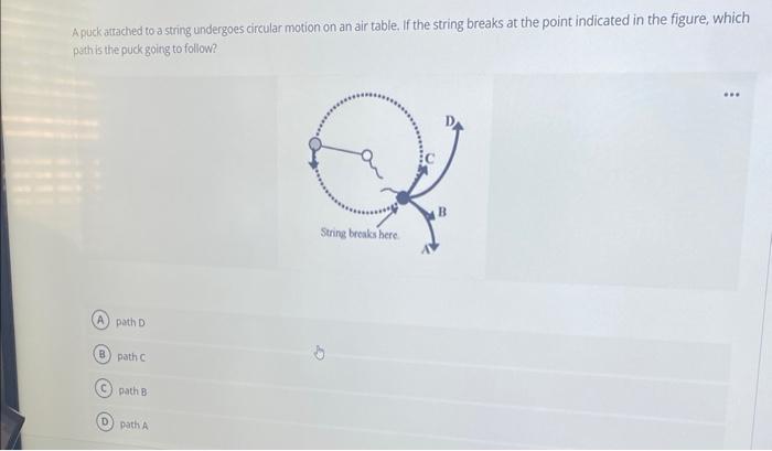 Solved A puck arached to a string undergoes circular motion | Chegg.com