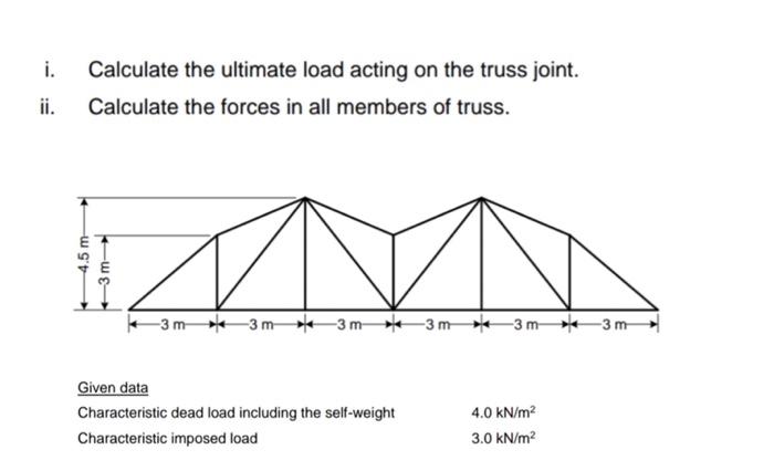 Solved i. Calculate the ultimate load acting on the truss | Chegg.com