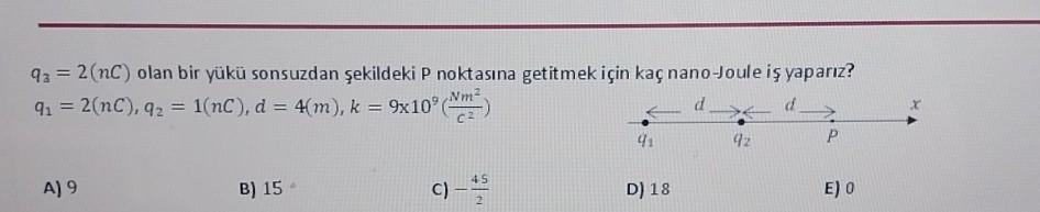 Solved q3=2(nC) olan bir yükü sonsuzdan şekildeki P | Chegg.com