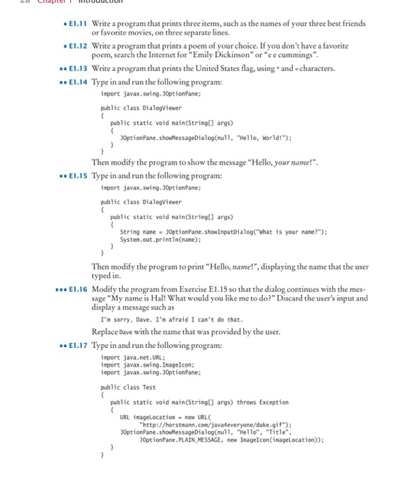 Solved PRA EXERCISES • E11 Write a program that prints a | Chegg.com