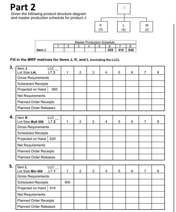 Solved Given the following product structure diagram and | Chegg.com