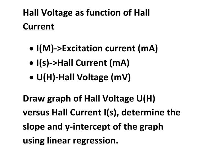 Solved Hall Voltage as function of Hall Current • | Chegg.com