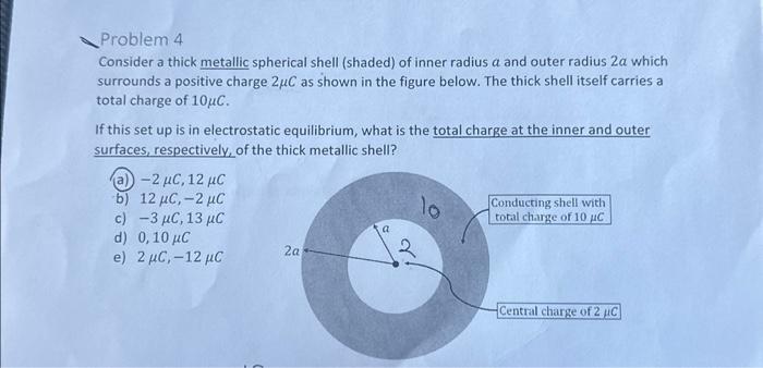 Solved Problem 4 Consider a thick metallic spherical shell | Chegg.com