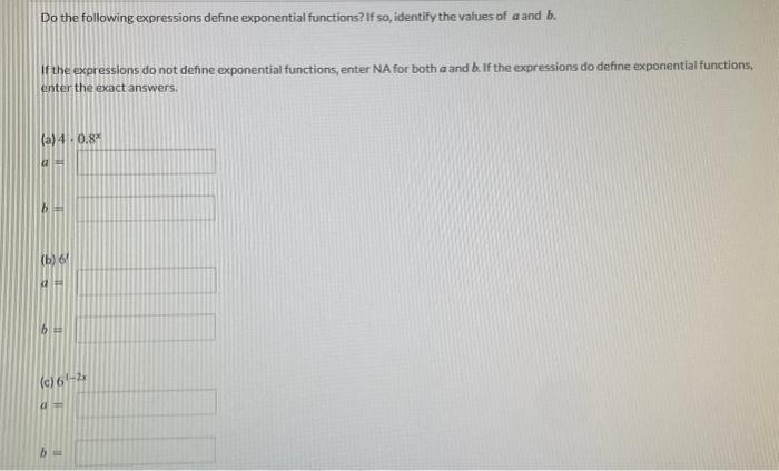 Solved do the following expressions define exponential | Chegg.com Solved do the following expressions define exponential | Chegg.com