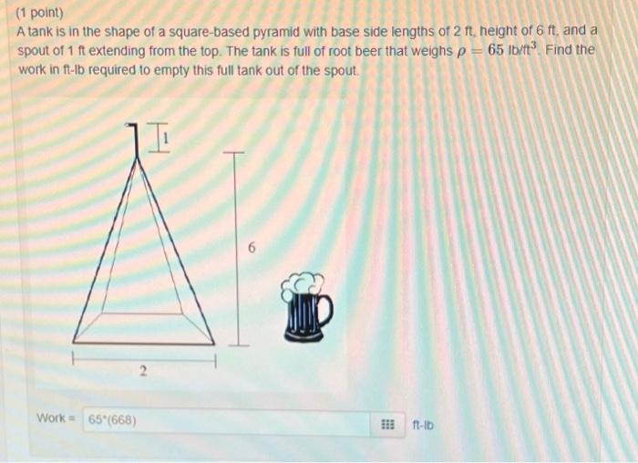 Solved (1 point) A tank is in the shape of a square-based | Chegg.com