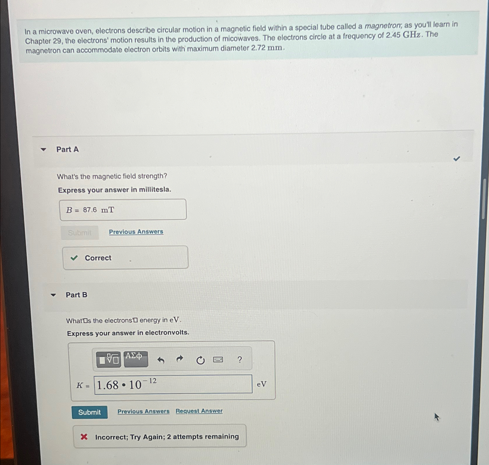 Solved In a microwave oven, electrons describe circular | Chegg.com
