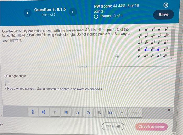 Solved Use the 5-by-5 square lattice shown, with the line | Chegg.com
