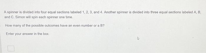 Solved A spinner is divided into four equal sections labeled | Chegg.com