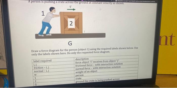 Solved Draw a force diagram for the person (object 1) using | Chegg.com