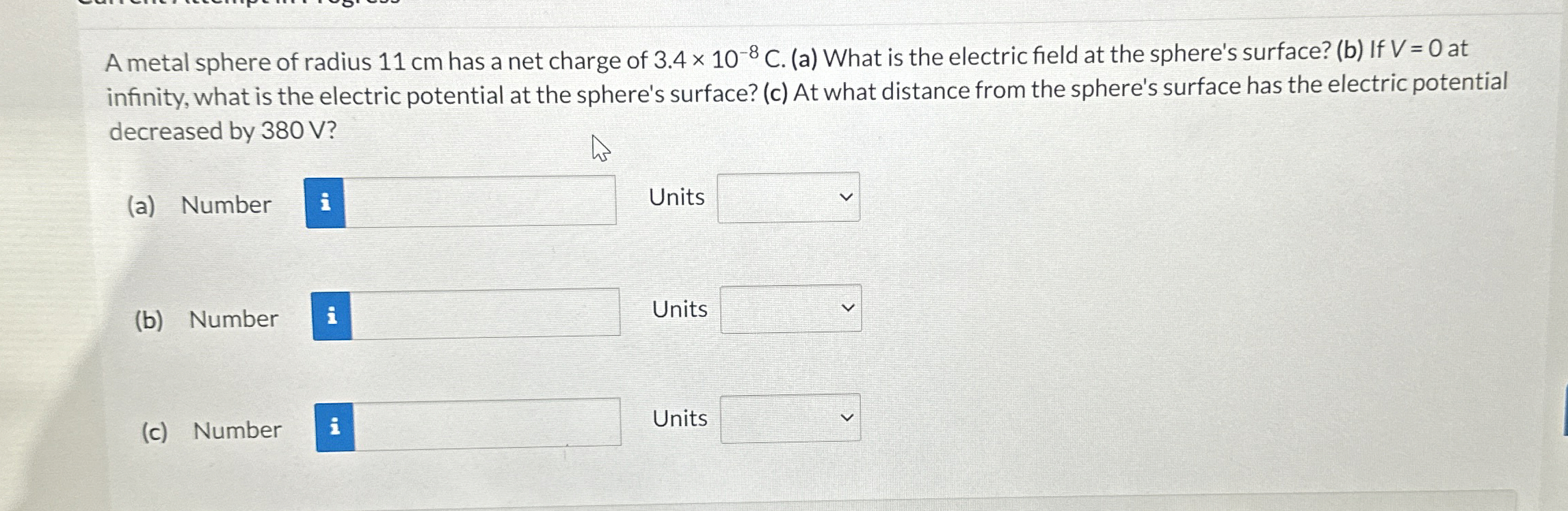 Solved A metal sphere of radius 11cm ﻿has a net charge of | Chegg.com