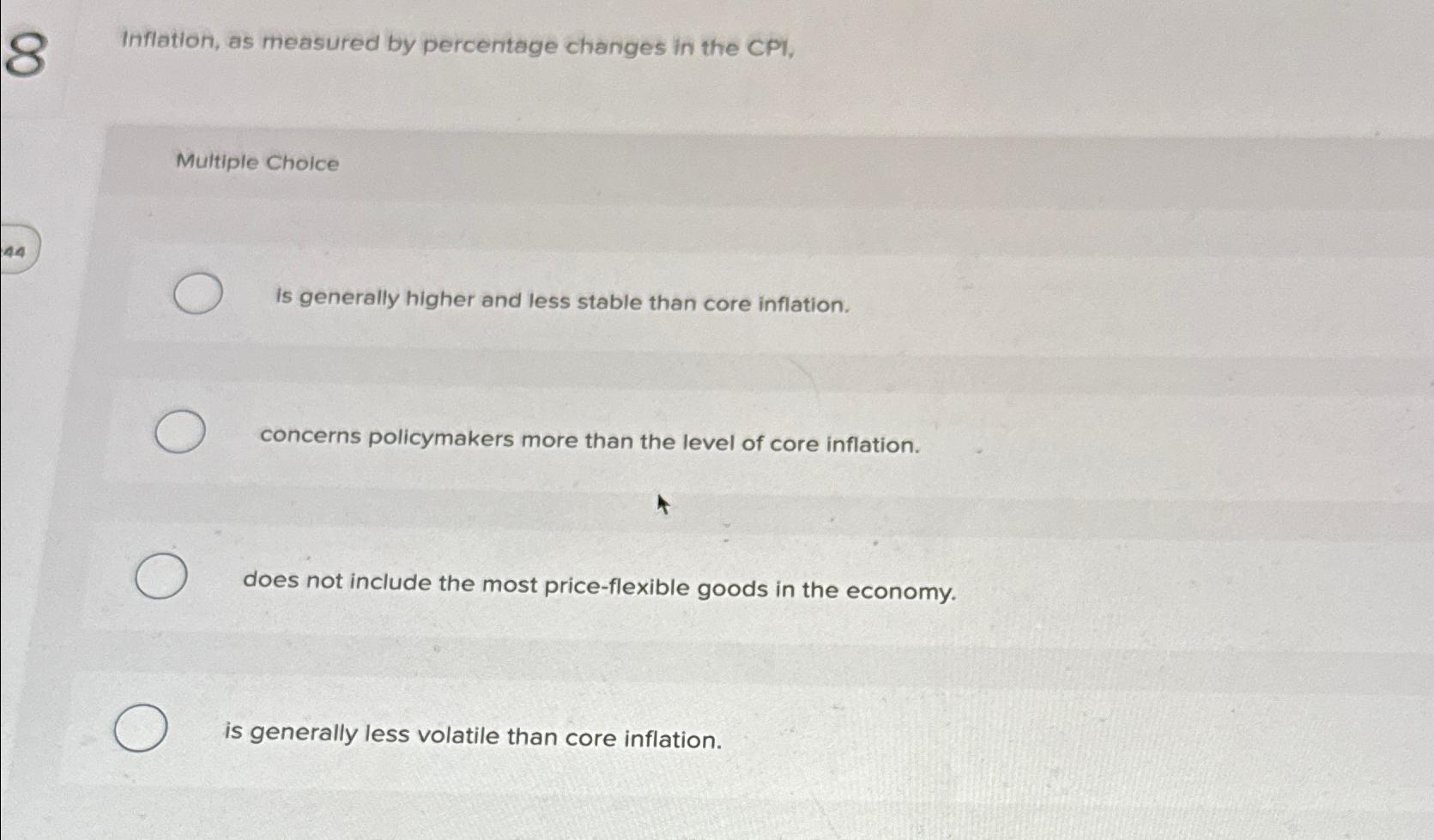 Solved Inflation, as measured by percentage changes in the | Chegg.com