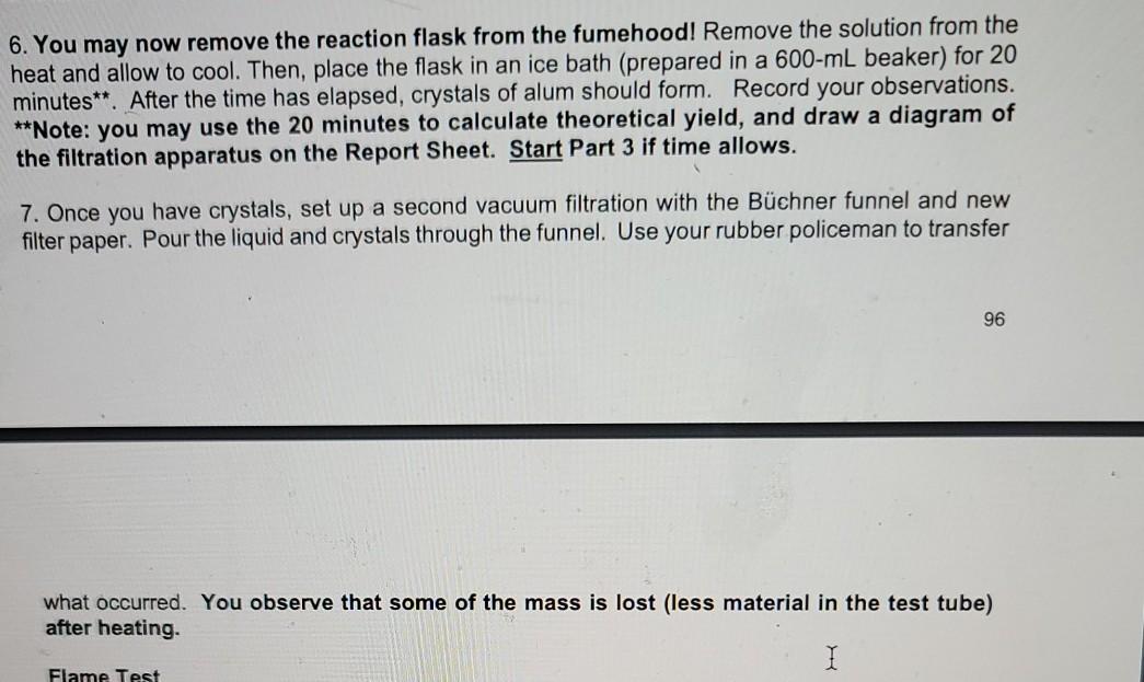 Solved Synthesis of Alum In this experiment, you will | Chegg.com