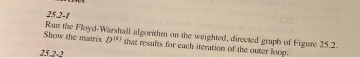 Solved 25.2-1 Run the Floyd-Warshall algorithm on the | Chegg.com