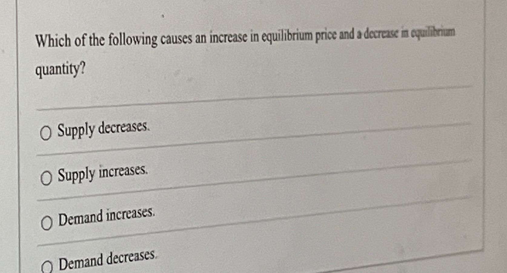Solved Which of the following causes an increase in | Chegg.com