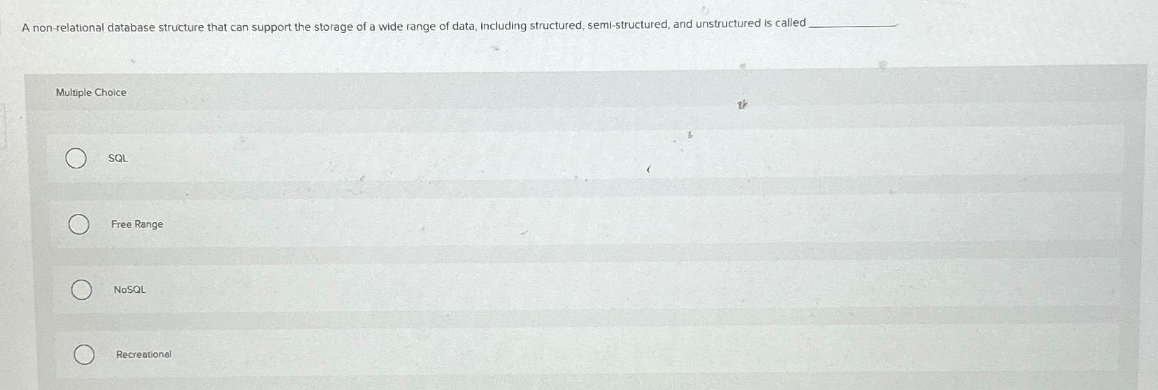 Solved A Non Relational Database Structure That Can Support