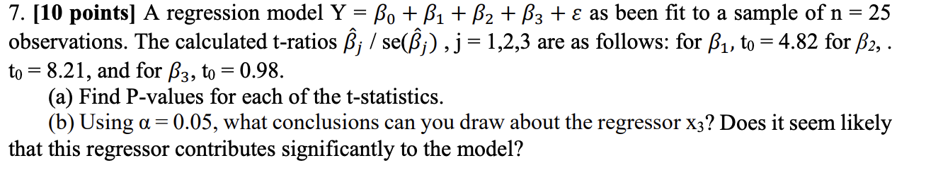 Solved [10 ﻿points] ﻿A regression model Y=\beta _(0)+\beta | Chegg.com