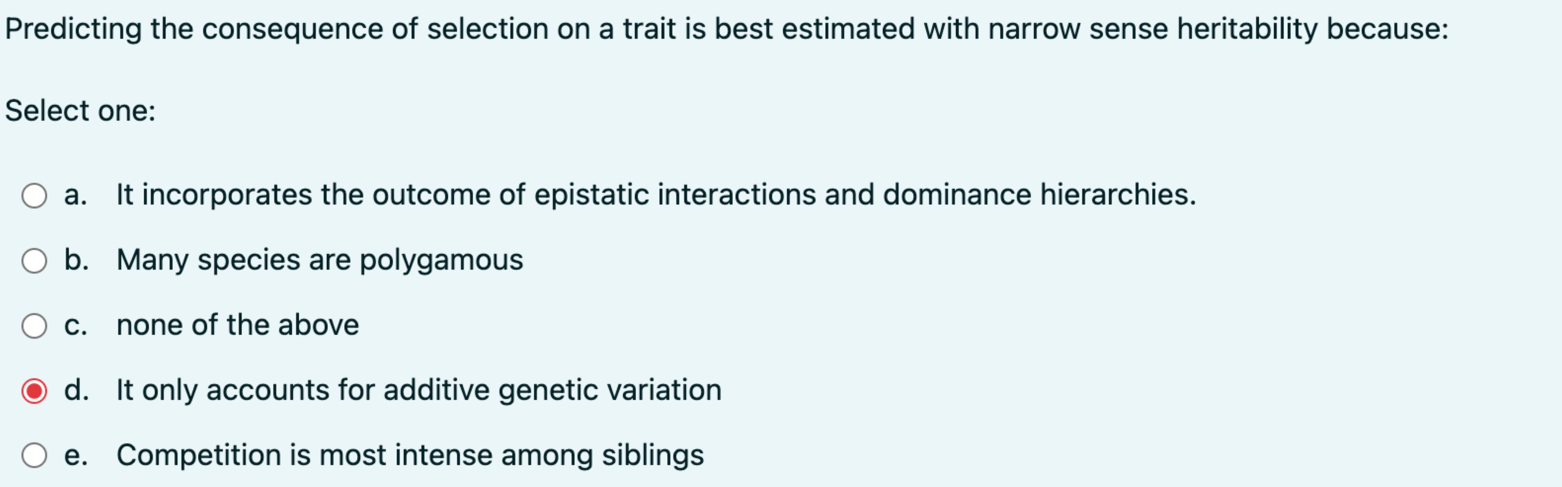 Solved response to Predicting the consequence of selection | Chegg.com