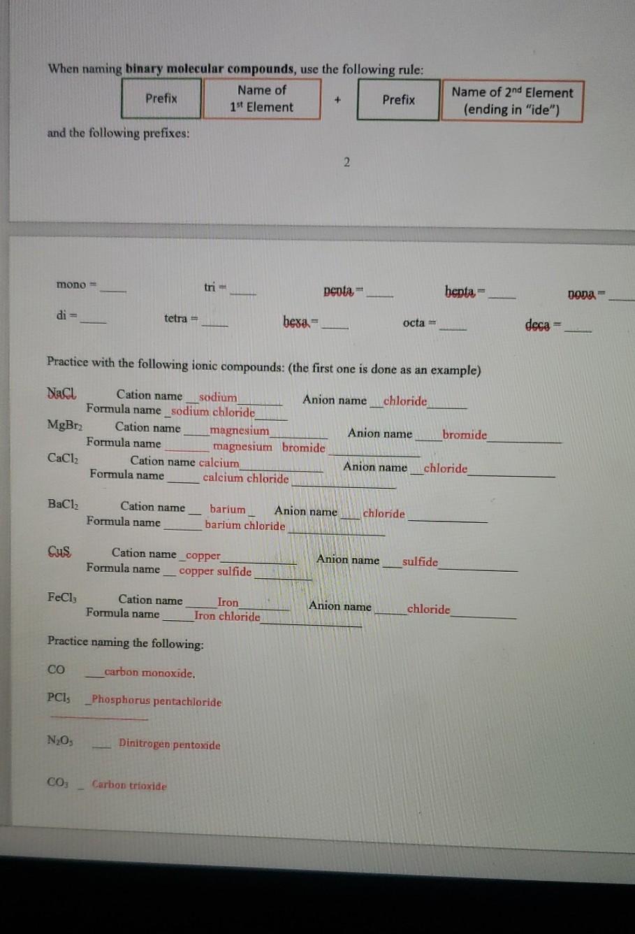 Solved Chemical Nomenclature Module 3 Unit 2 Chemical | Chegg.com