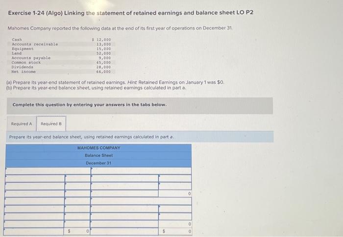 Solved Exercise 1-24 (Algo) Linking the statement of | Chegg.com